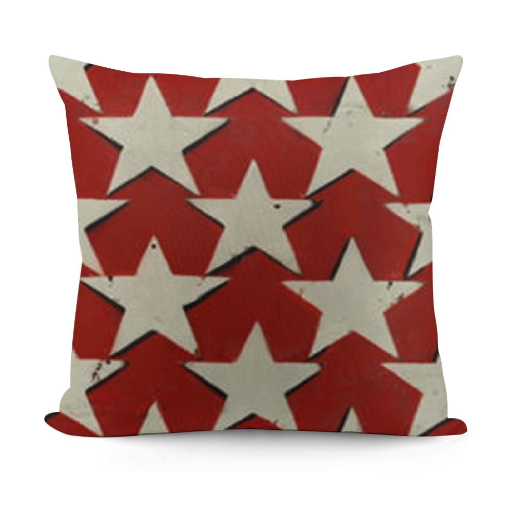 SHANXI Red and Cream Patriotic Stars Outdoor Decor Throw Pillows for ...