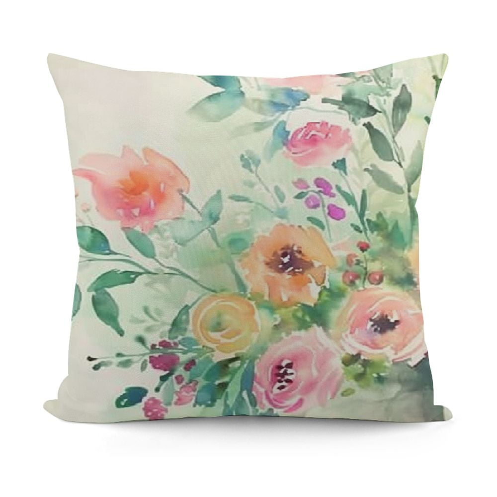 SHANXI Spring Pillow CoverGreen Leaf Flowers Seasonal Decorative Indoor ...