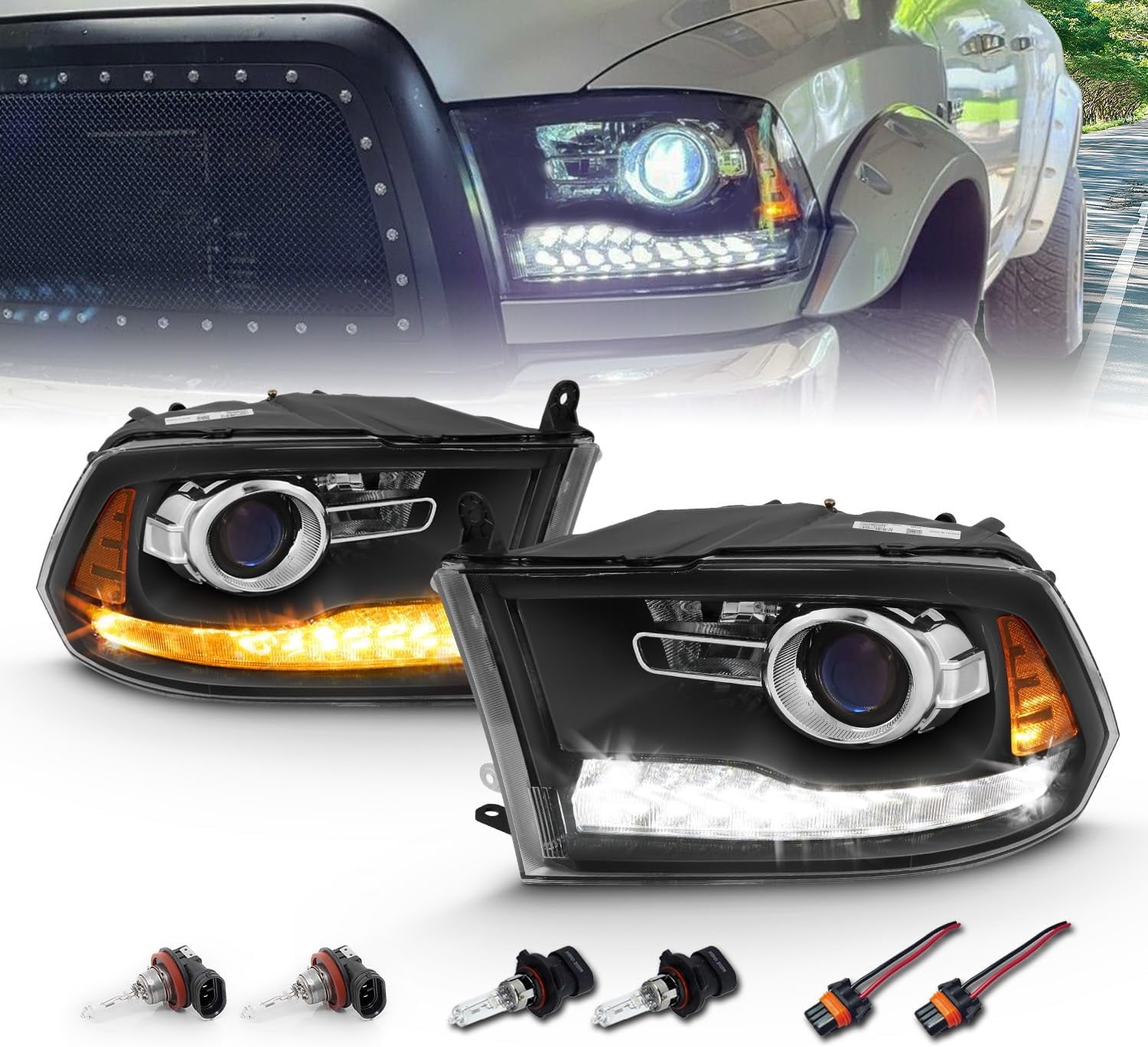 SHAORONG for 2009-2018 Dodge Ram 1500 2500 3500 Dual/Projector Models ...