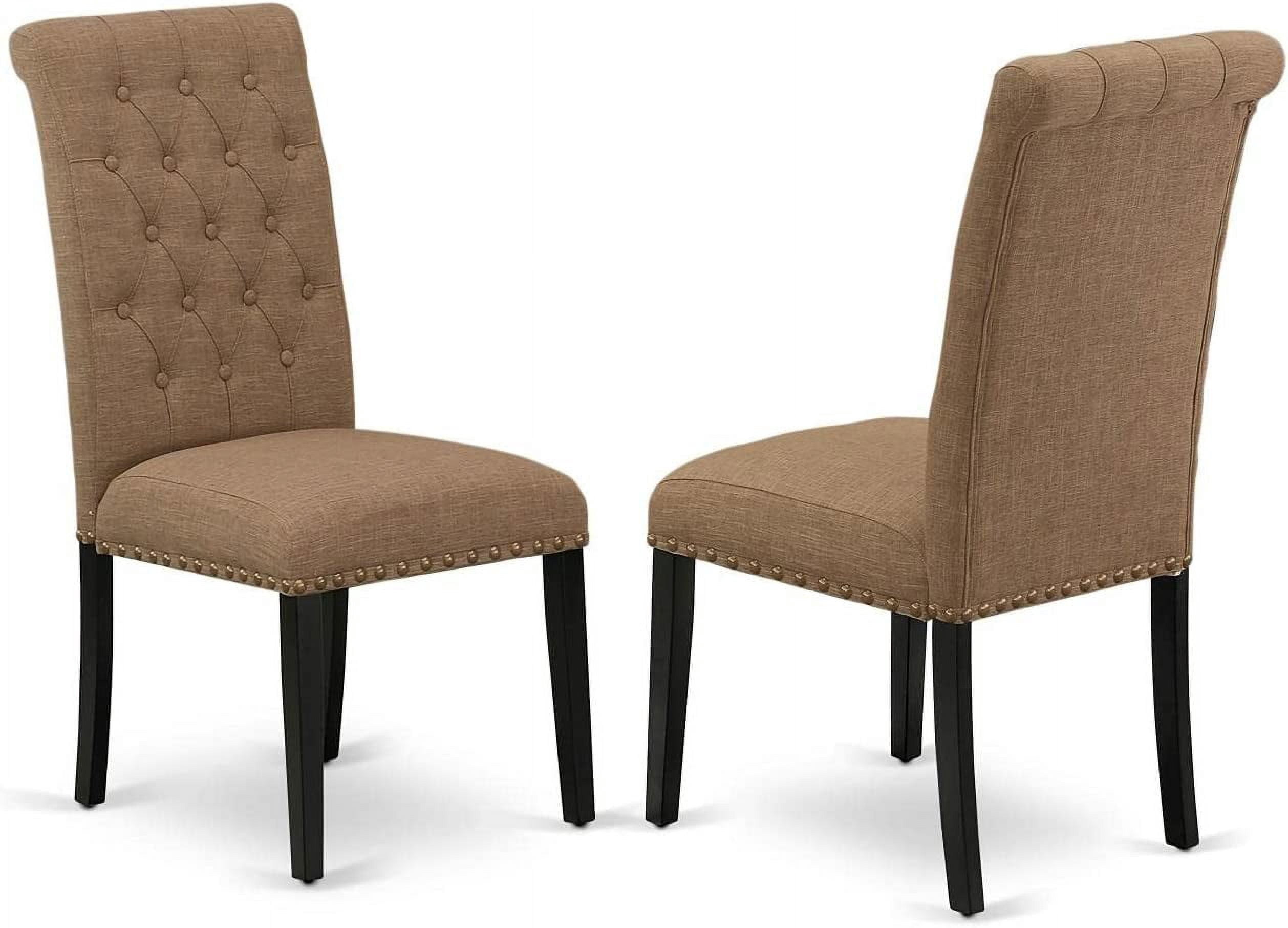 SHAORONG BRP1T17 Bremond Parson Dining Room Chairs - Button Tufted Nailhead Trim Light Sable ...