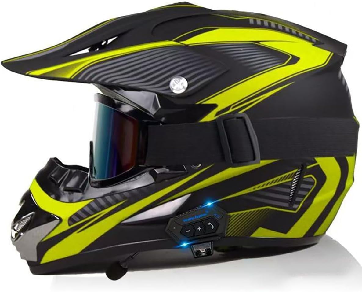 SHAORONG Bluetooth Off Road Moycle Helmet, DOT Approved Adult Unisex ...