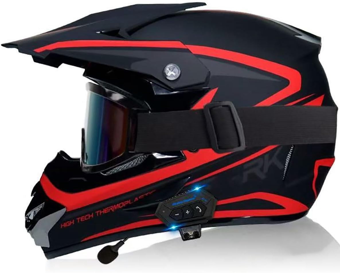 SHAORONG Bluetooth Off Road Moycle Helmet, DOT Approved Adult Unisex ...