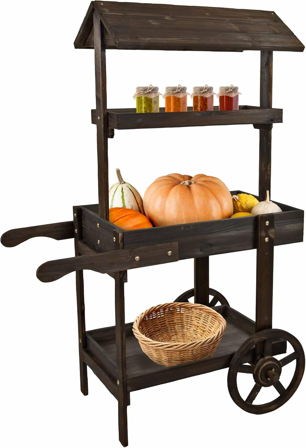 SHAORONG Country Market Flower Cart Display Stand with Wheels - 2 ...
