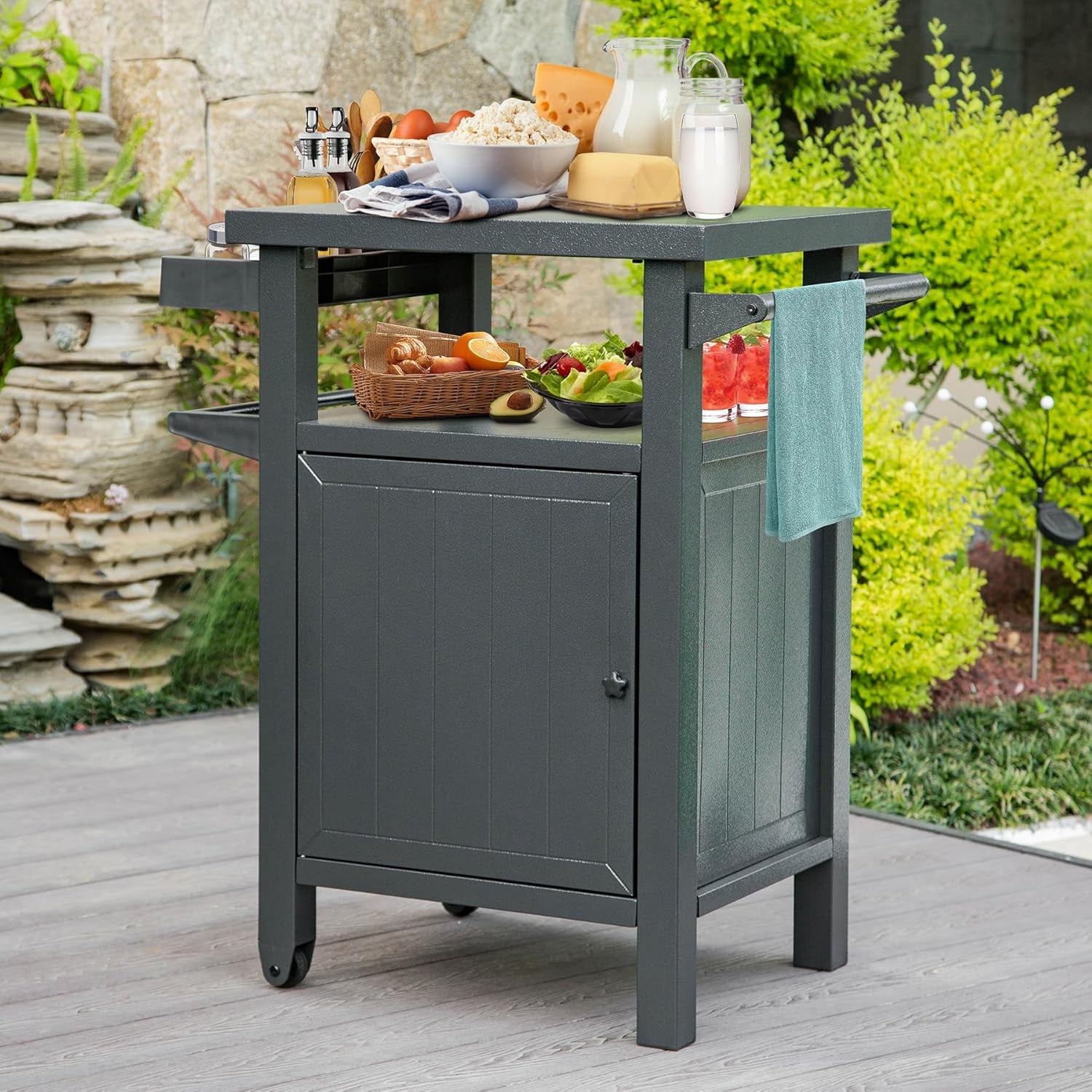 SHAORONG Domi Grill Carts Outdoor with Storage and Wheels Whole Metal ...