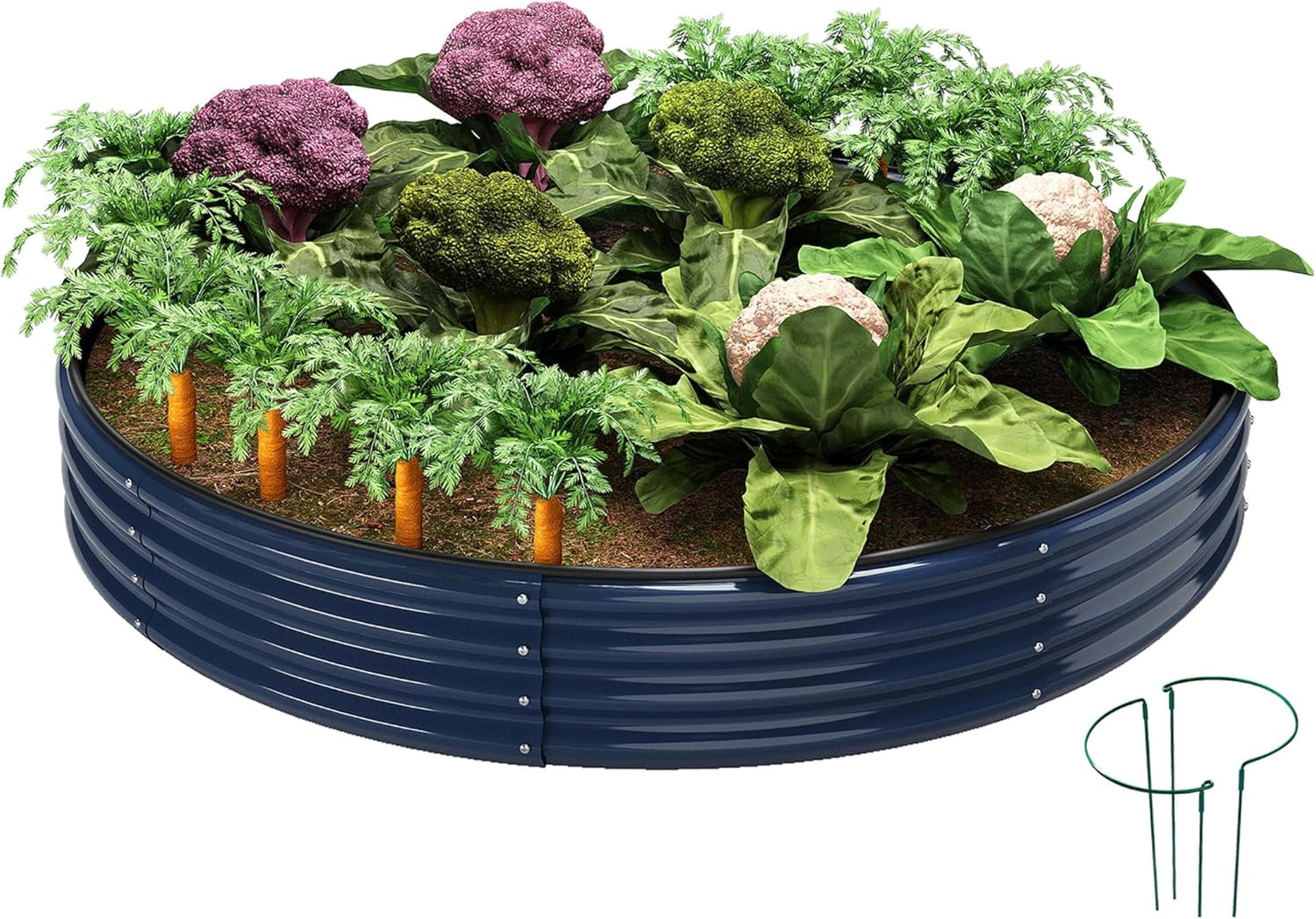 SHAORONG Galvanized Metal Planter Round Raised Garden Bed Kit for ...