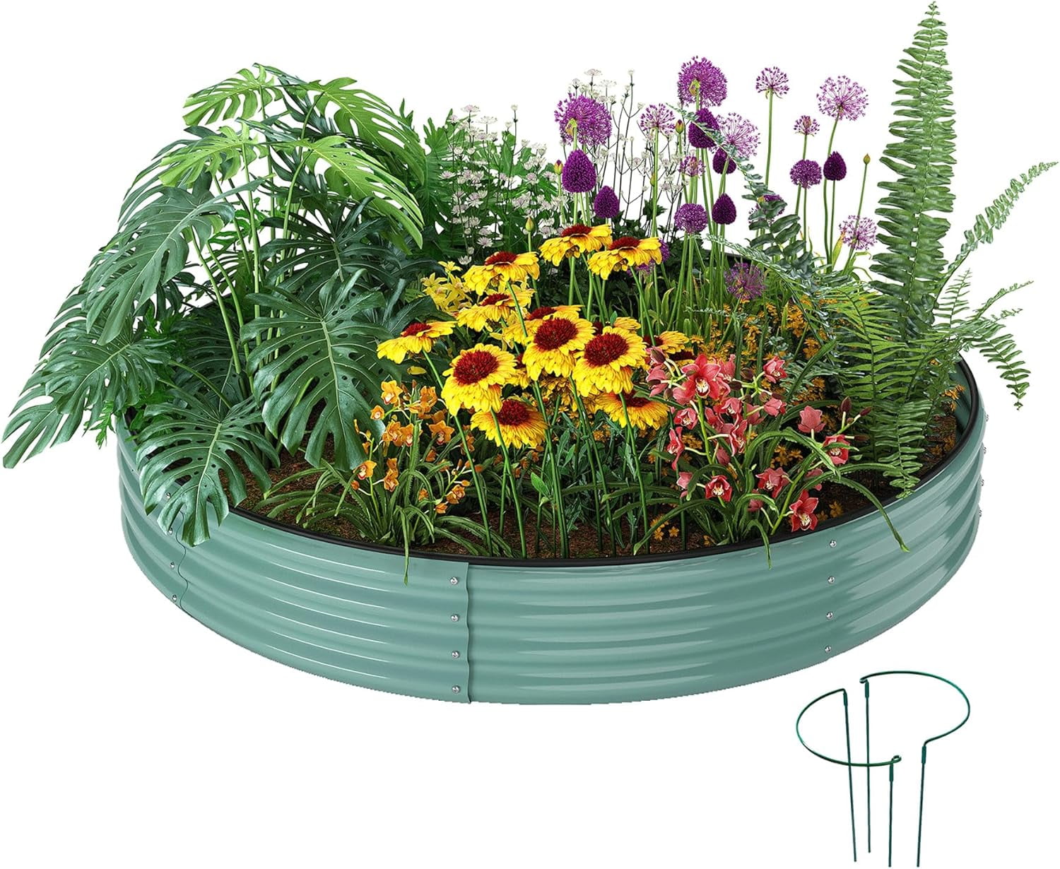 SHAORONG Galvanized Metal Planter Round Raised Garden Bed Kit for ...