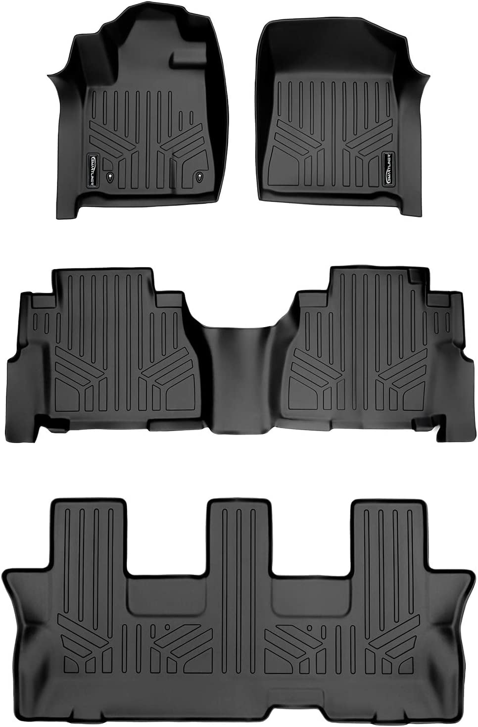 SHAORONG MAXLINER Floor Mats 3 Row Liner Set Black for 2008-2011 Toyota ...