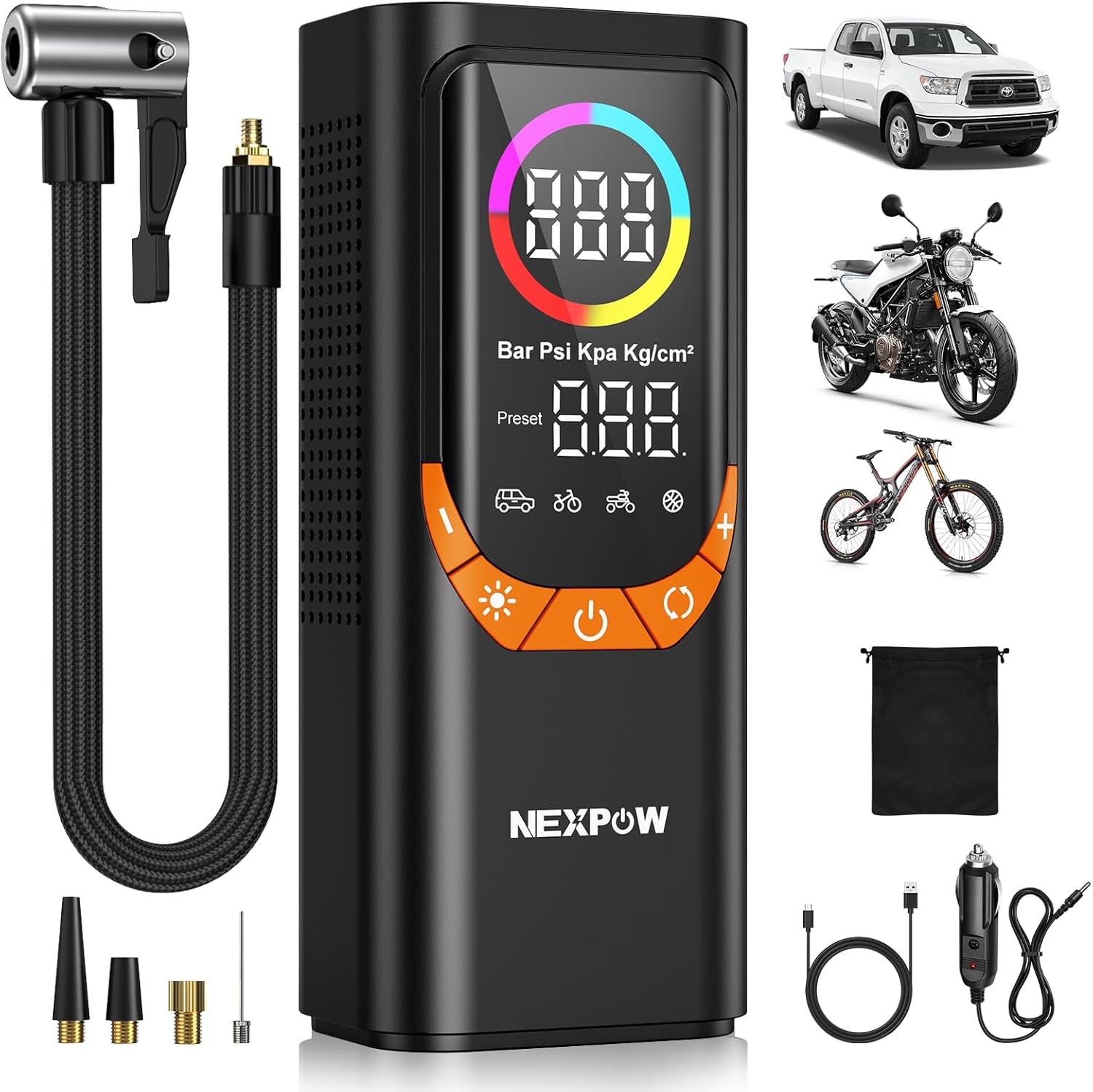 SHAORONG NP17 Portable Air Compressor, 150 PSI Digital Tire Inflator ...