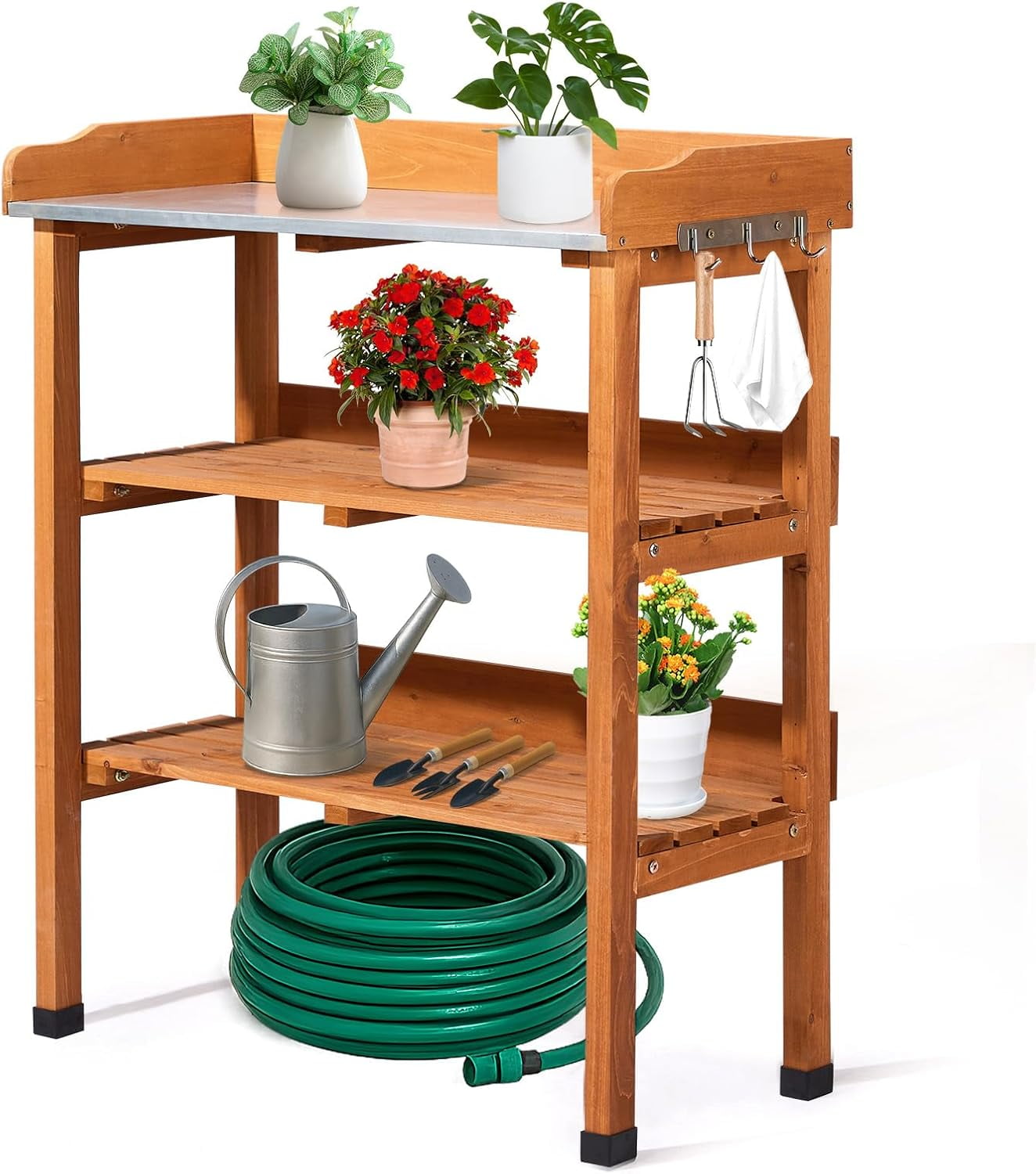 SHAORONG Outdoor Garden Potting Bench Table,Wooden Work Bench with ...