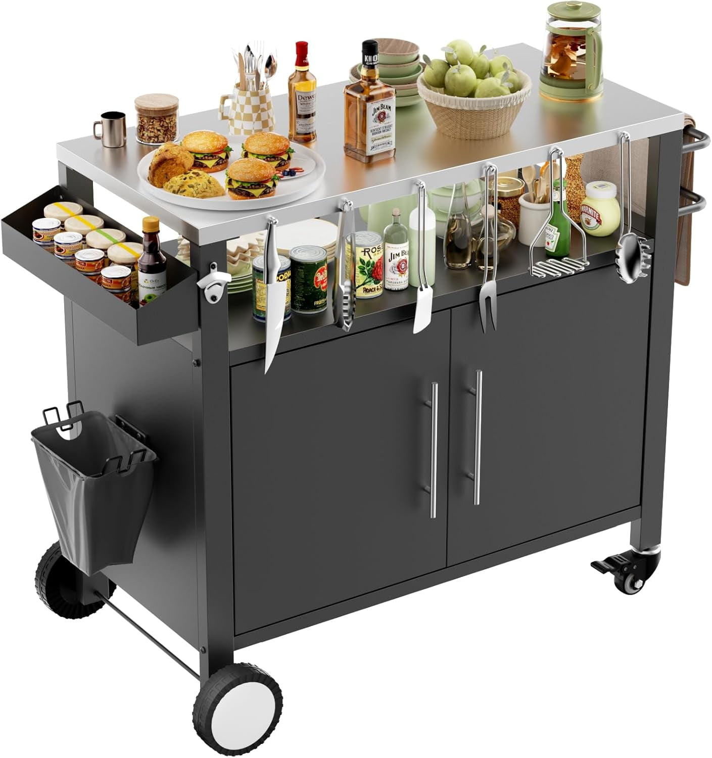 SHAORONG Outdoor Grill Cart with Patio Furniture Outdoor Grill Table ...