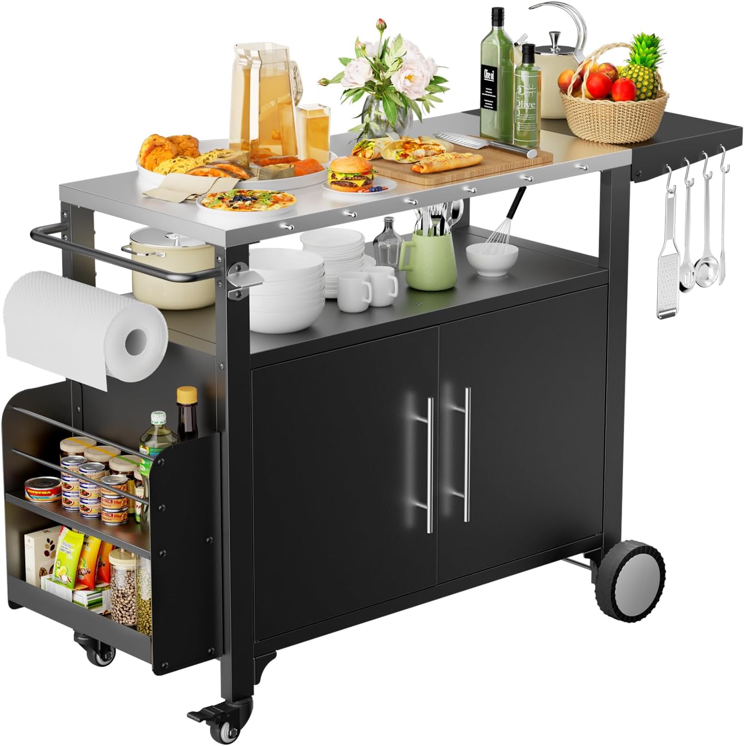 SHAORONG Outdoor Grill Cart with Storage,Patio Kitchen Island with ...