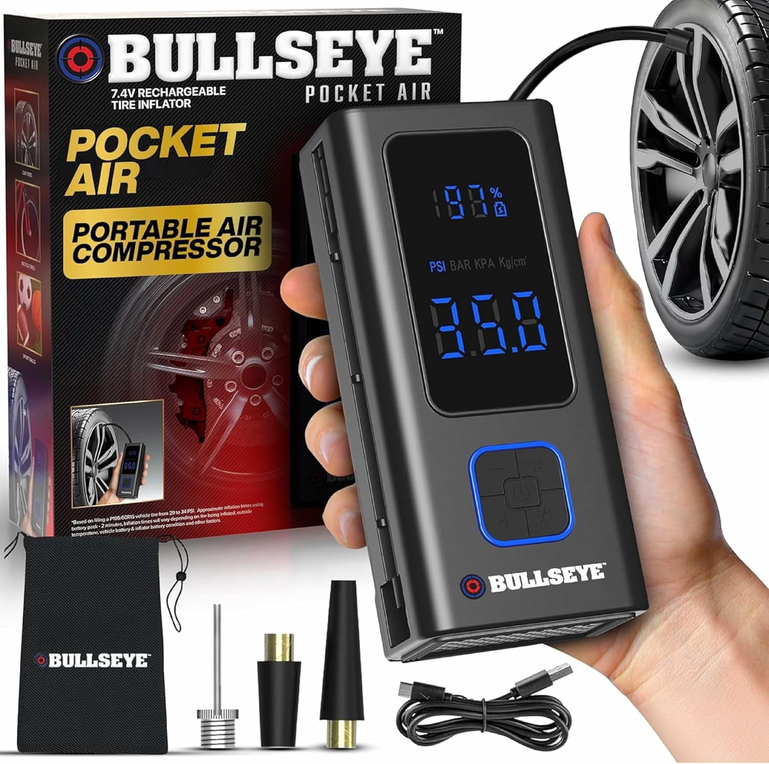 SHAORONG POCKET AIR Tire Inflator Portable Air Compressor by Bullseye ...