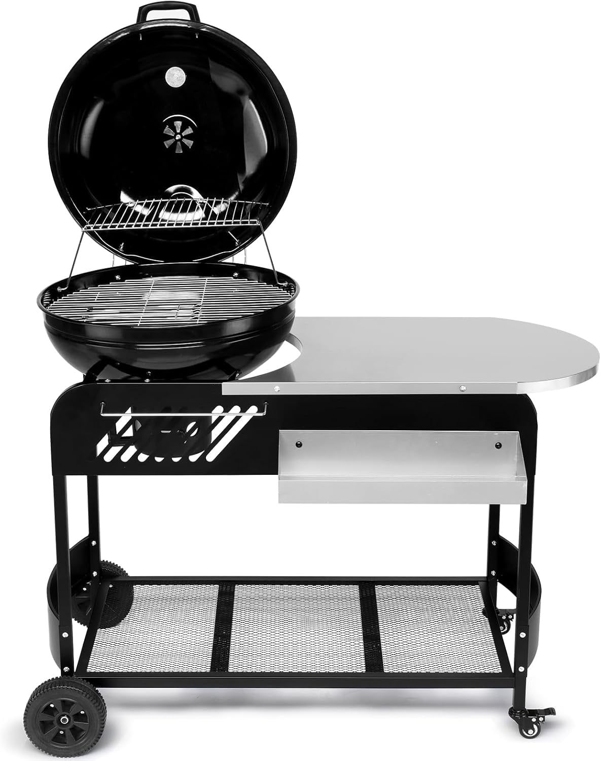 SHAORONG Portable Charcoal Grill with Wheels Grill Table,Movable Work ...