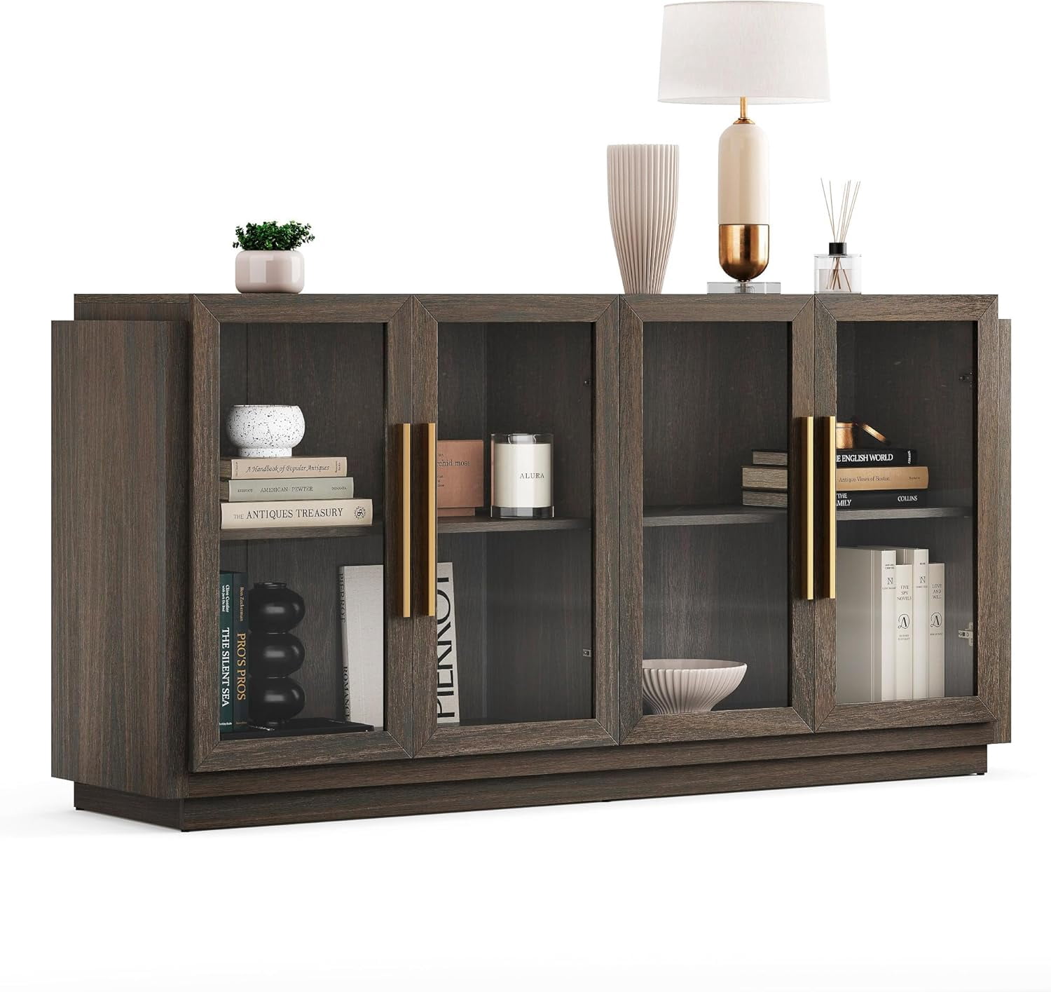 SHAORONG Sideboard Buffet Cabinet, Modern Wood Glass-Buffet-Sideboard ...
