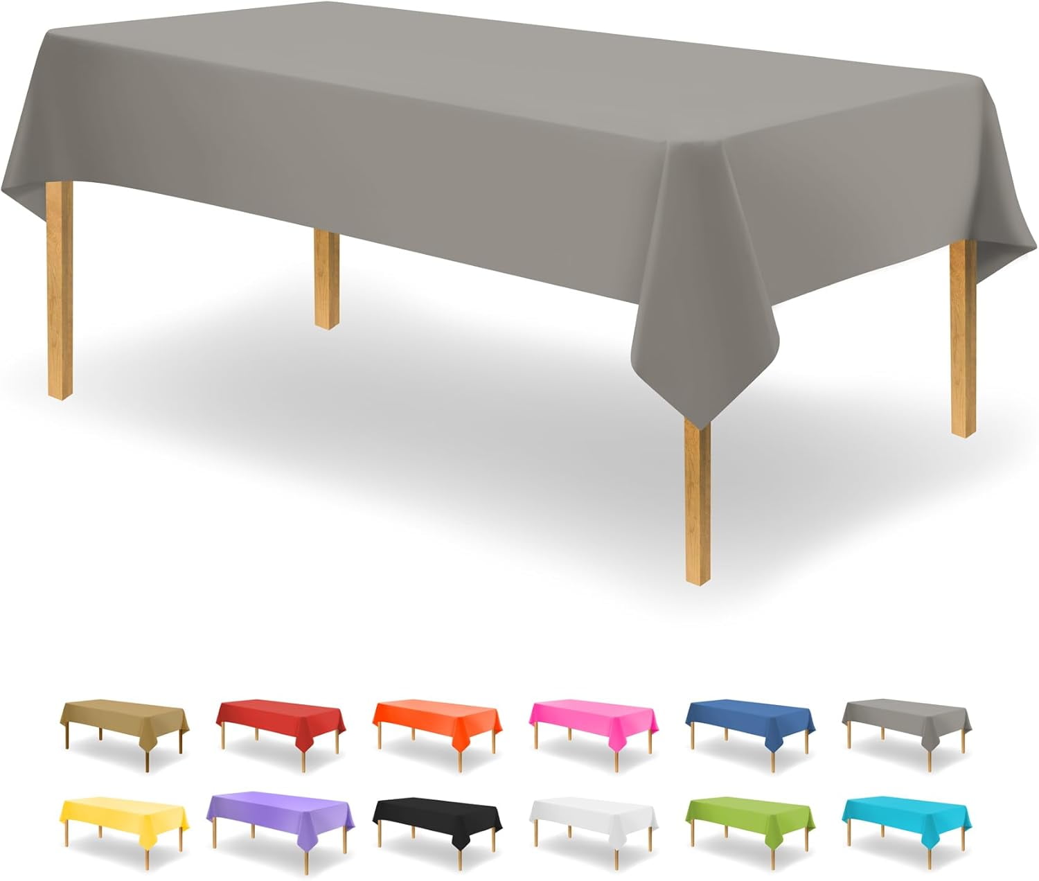SHAORONG Silver Disposable Plastic Tablecloth for Rectangle Tables (48 ...
