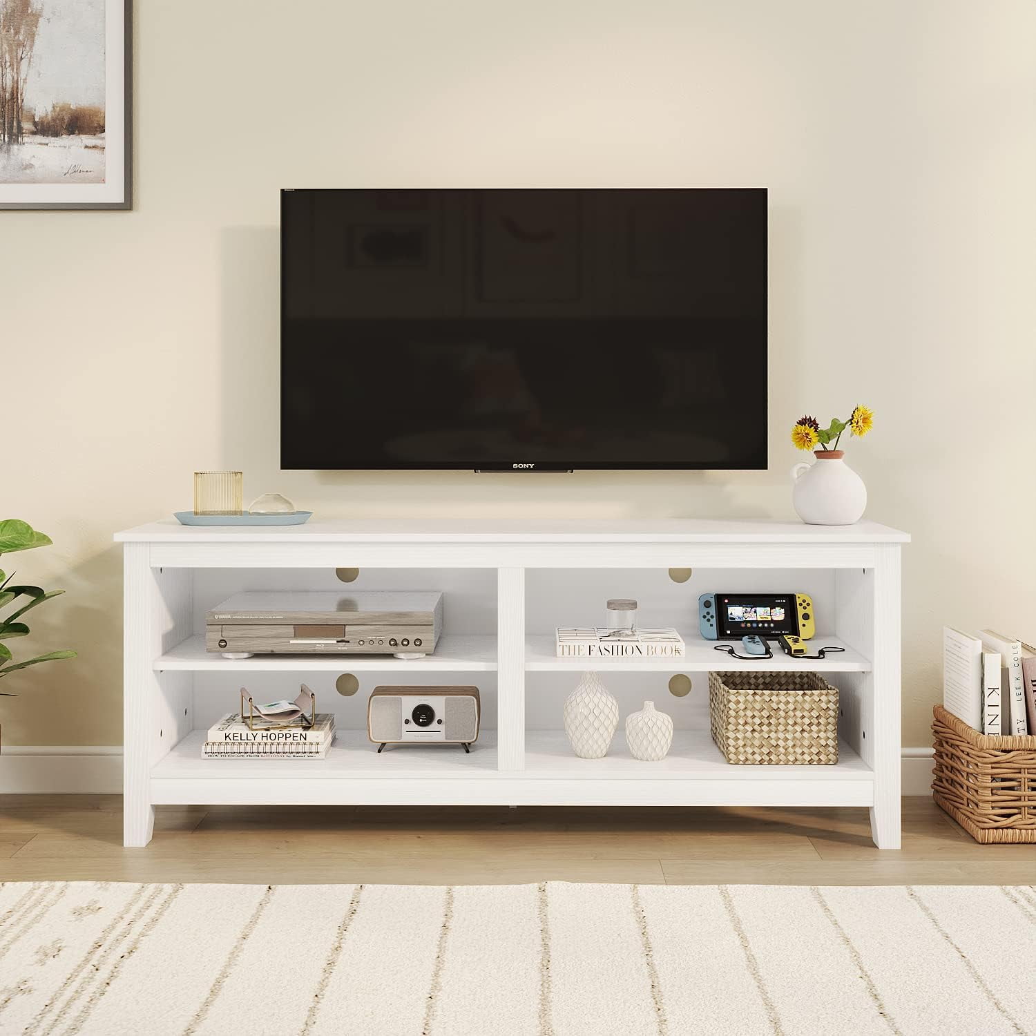 SHAORONG TV Stand, Classic 4 Cubby TV Stand for 60 inch TV ...