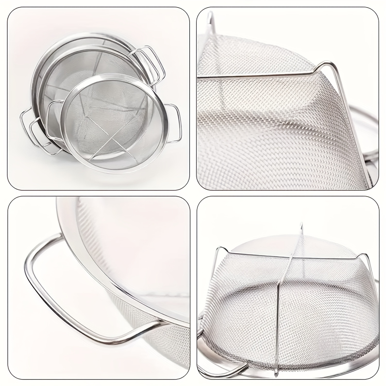 SHAOSHZIC 3-Piece Stainless Steel Stackable Mesh Colander Set - Durable ...