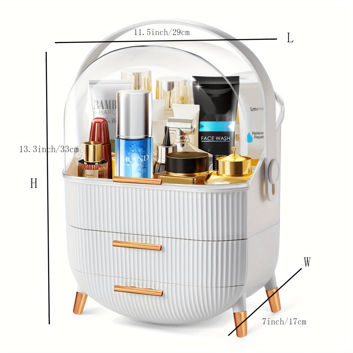 SHAOSHZIC Vanity Makeup Organizer with Drawers and Lid Beautiful ...