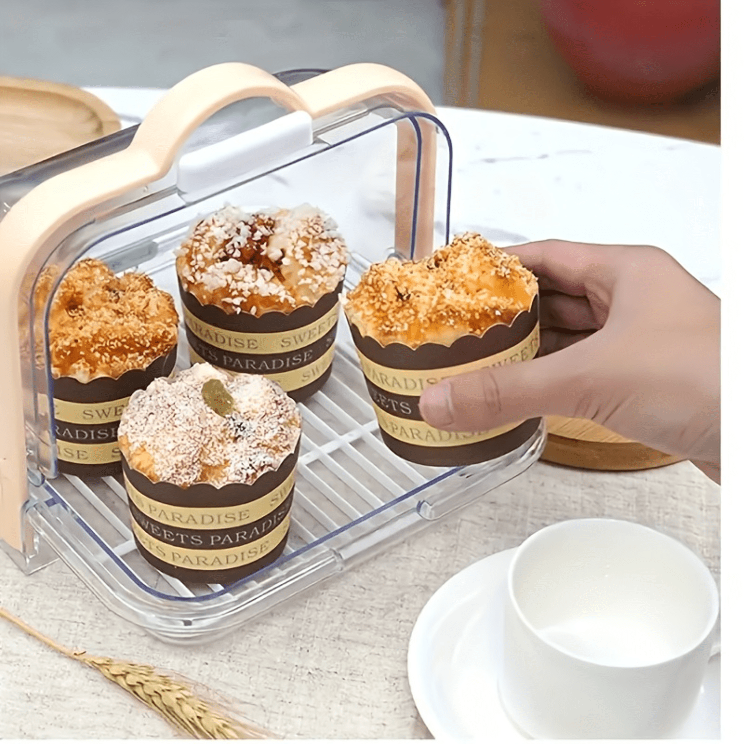 SHAOSZC Portable Transparent Airtight Plastic Flip Cake Box with Handle ...