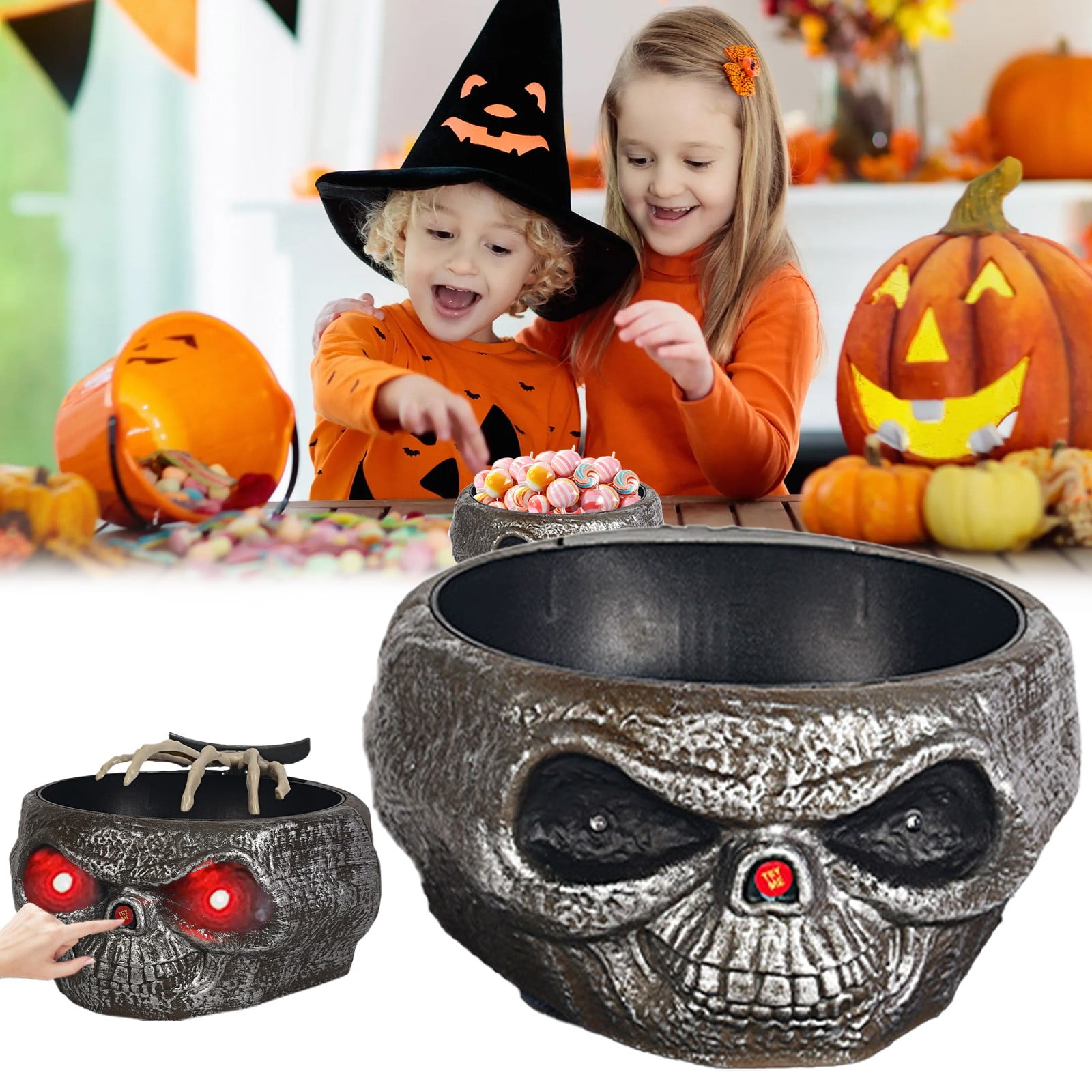 SHAOTELLME Halloween Candy Bowl,Animated Candy Dish,Red Eyes Candy Bowl ...