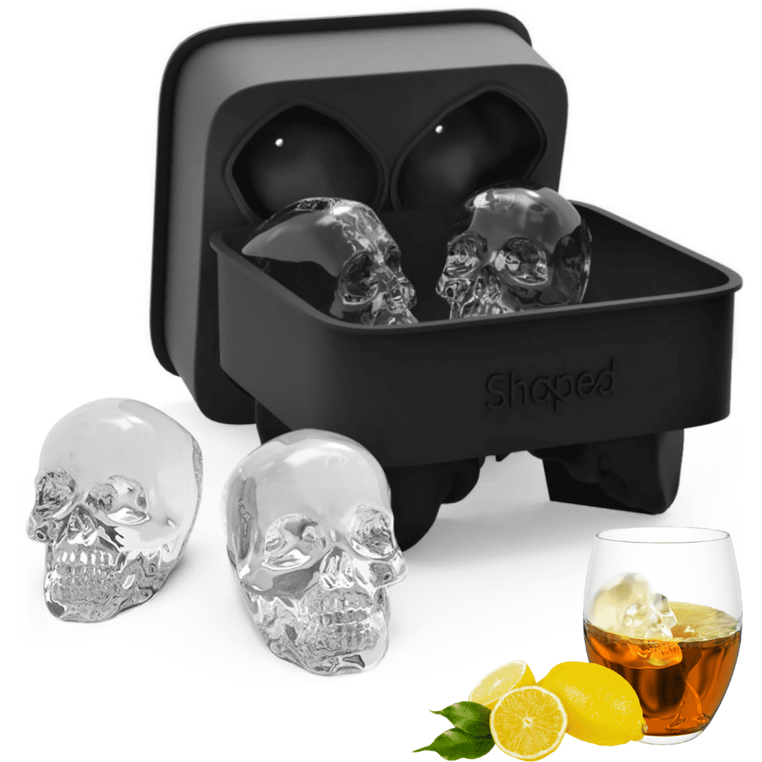 SHAPED 3D Large Skull Ice Cube Mold Tray, Stackable Silicone Round Ice ...