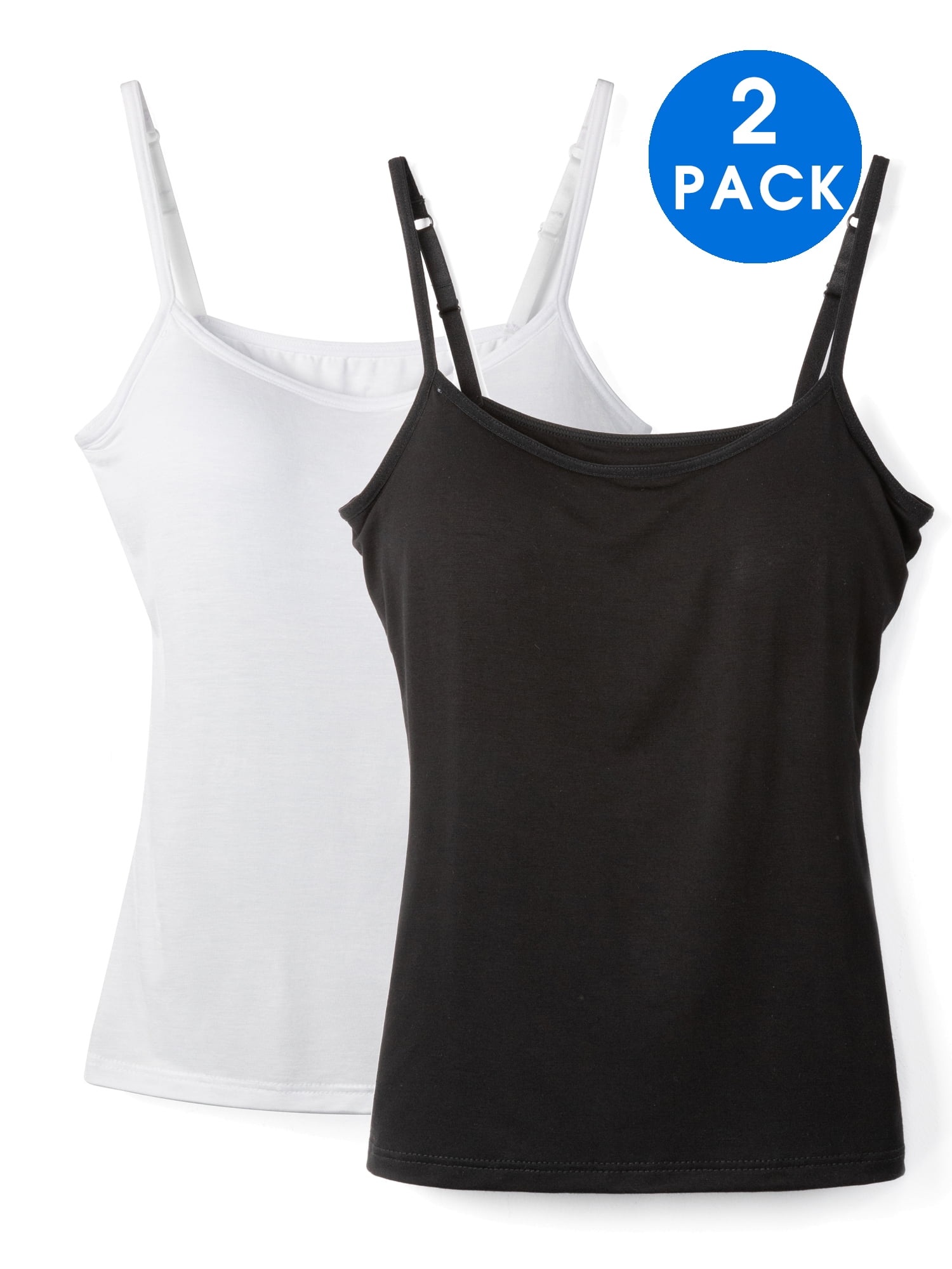 MISS MOLY 2 PACK Women Camisole Shelf Bra with Adjustable Strap Stretch ...