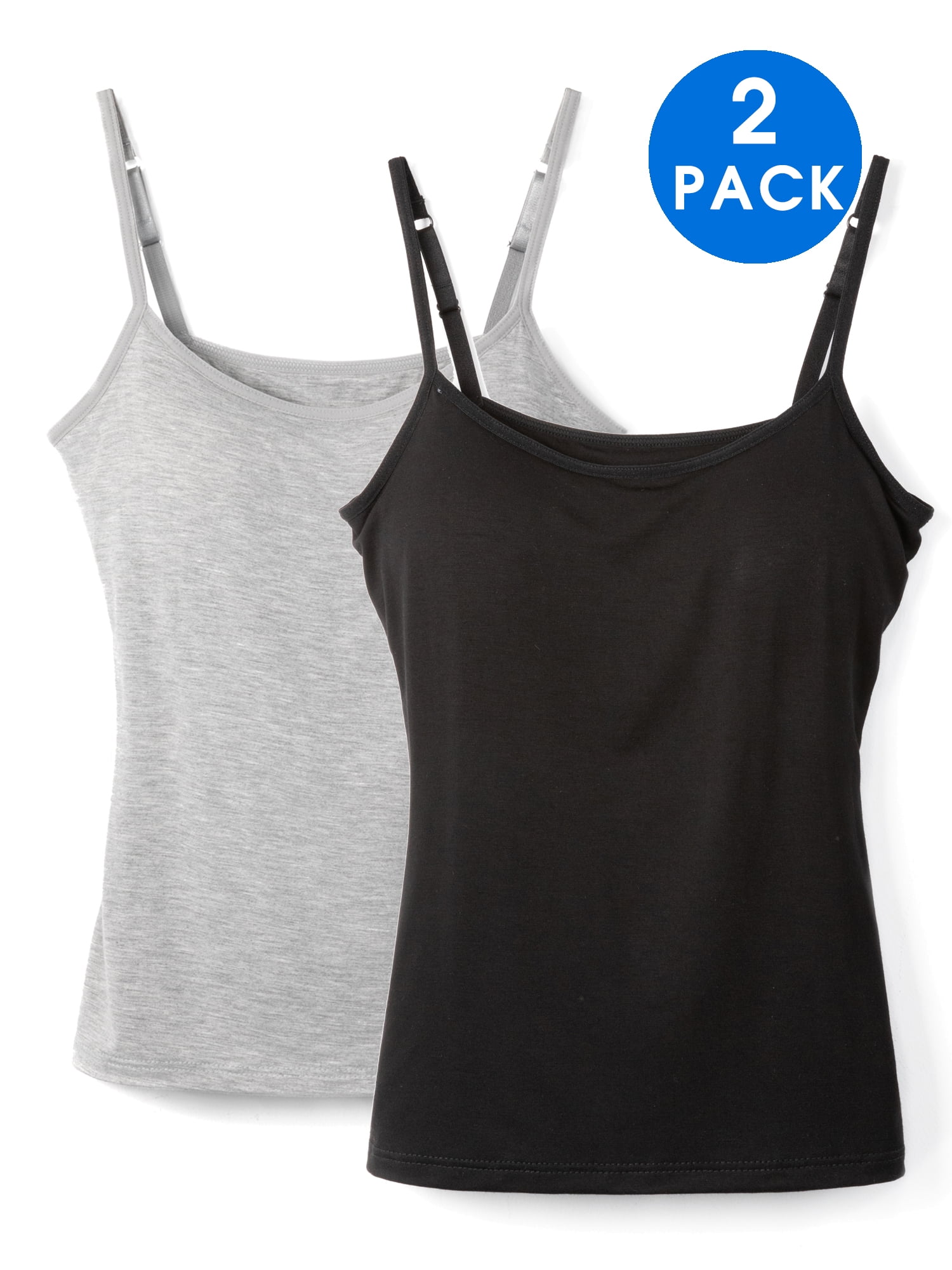 MISS MOLY 2 PACK Women Camisole Shelf Bra with Adjustable Strap Stretch ...
