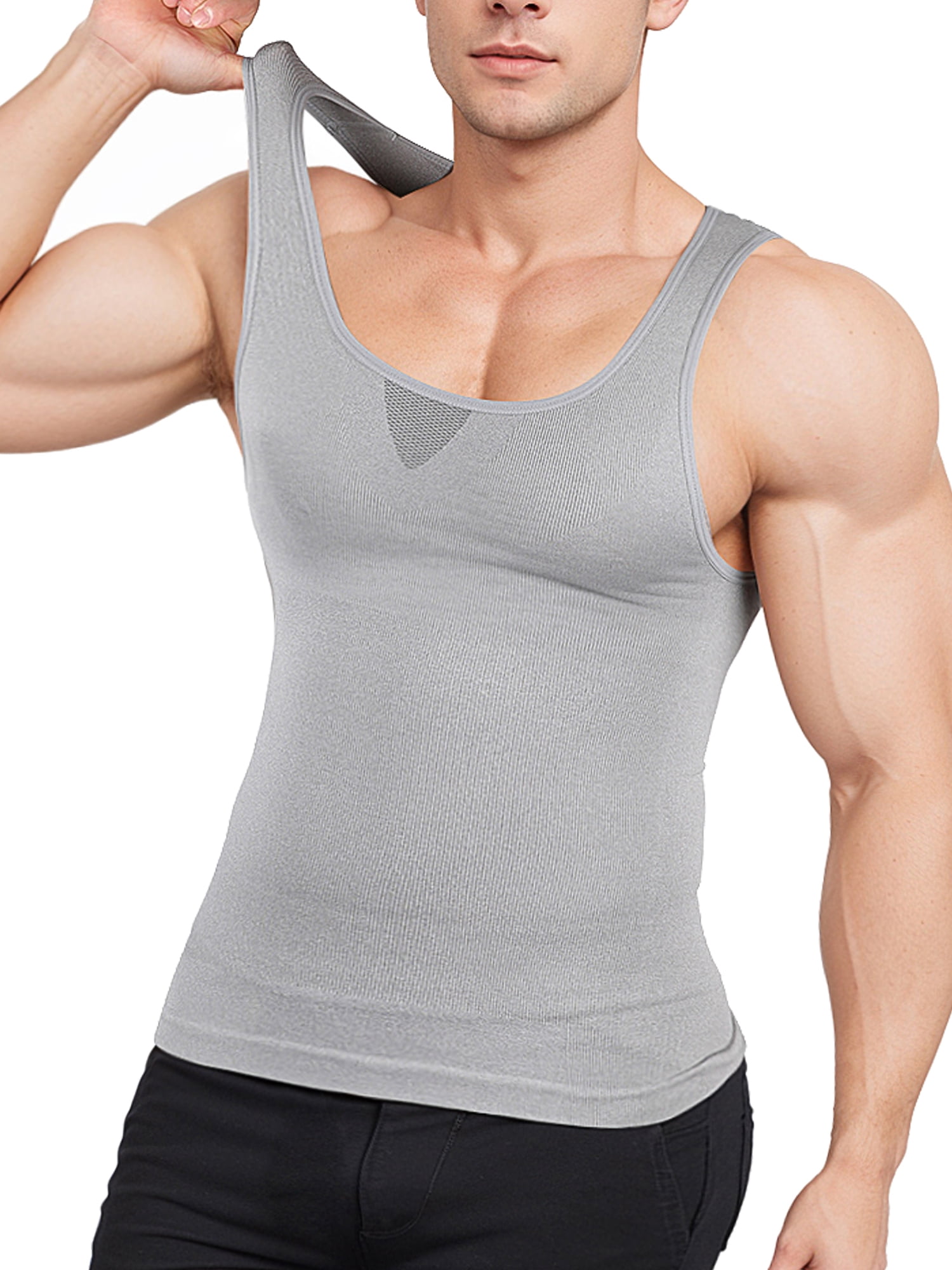 SHAPERIN Men's Slimming Body Shaper Vest Shirt Abs Abdomen Compression ...
