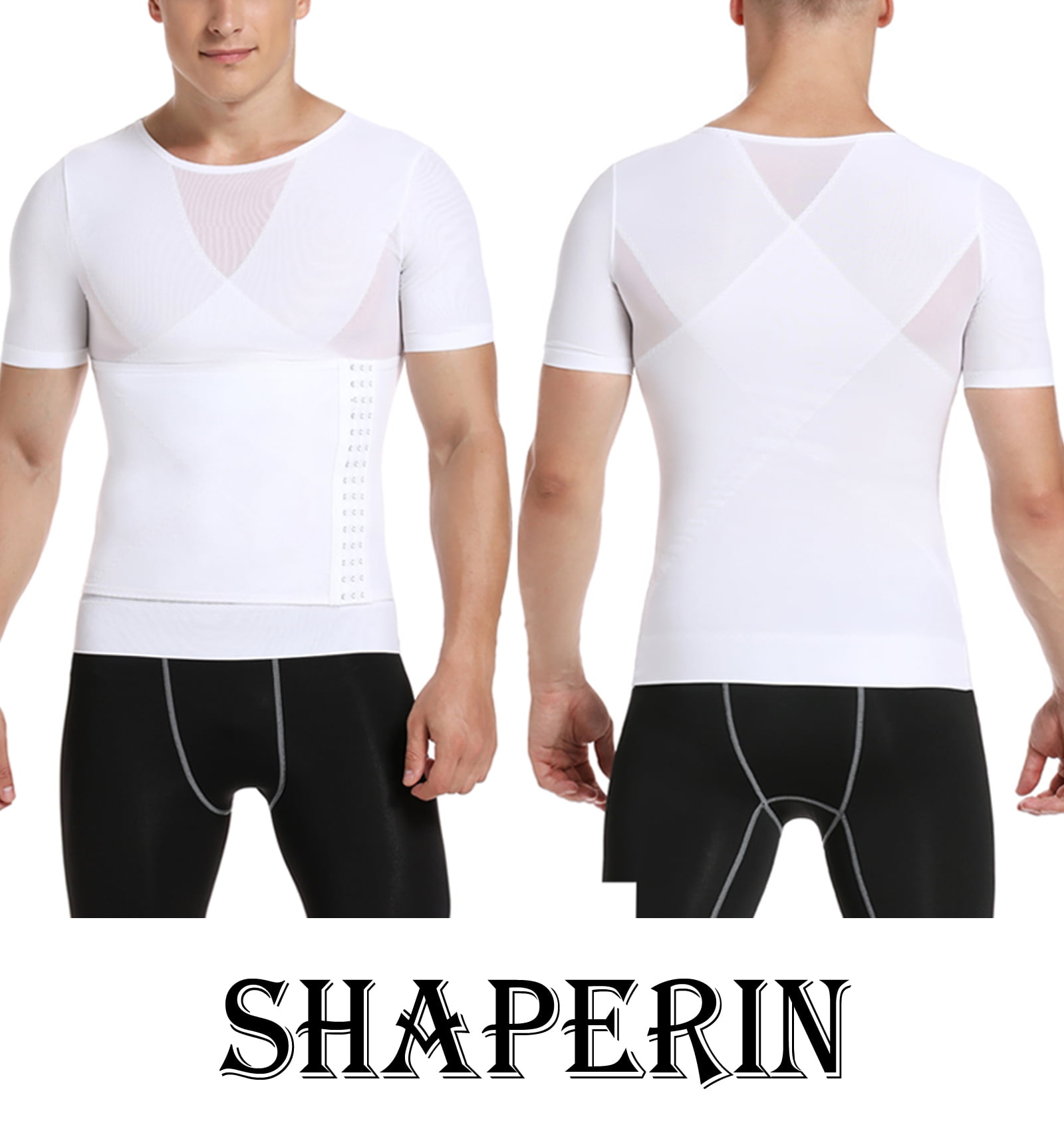 SHAPERIN Mens Body Shaper Compression Shirts Abdomen Shapewear Tummy ...