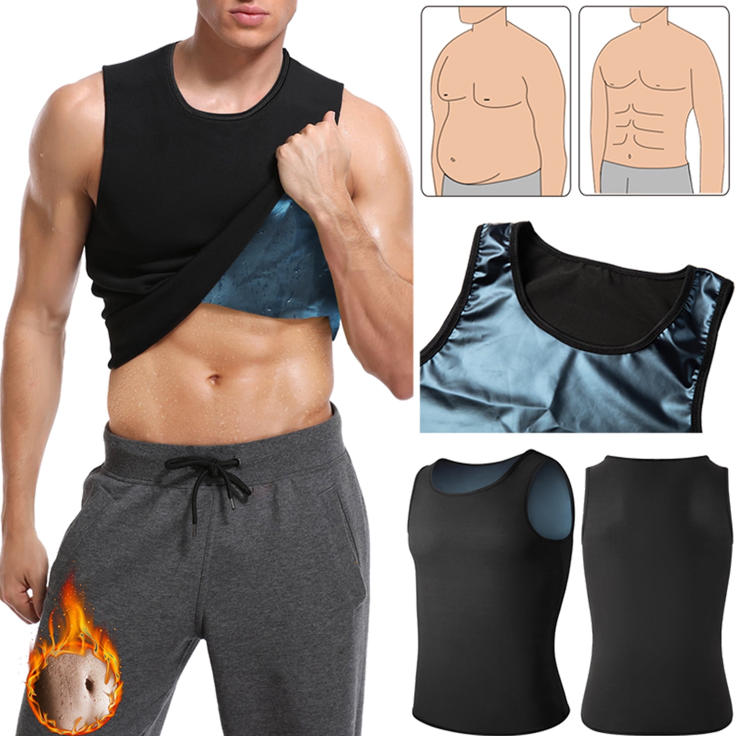 SHAPERIN Sauna Sweat Body Shaper for Mens Premium Polymer Workout Tank ...