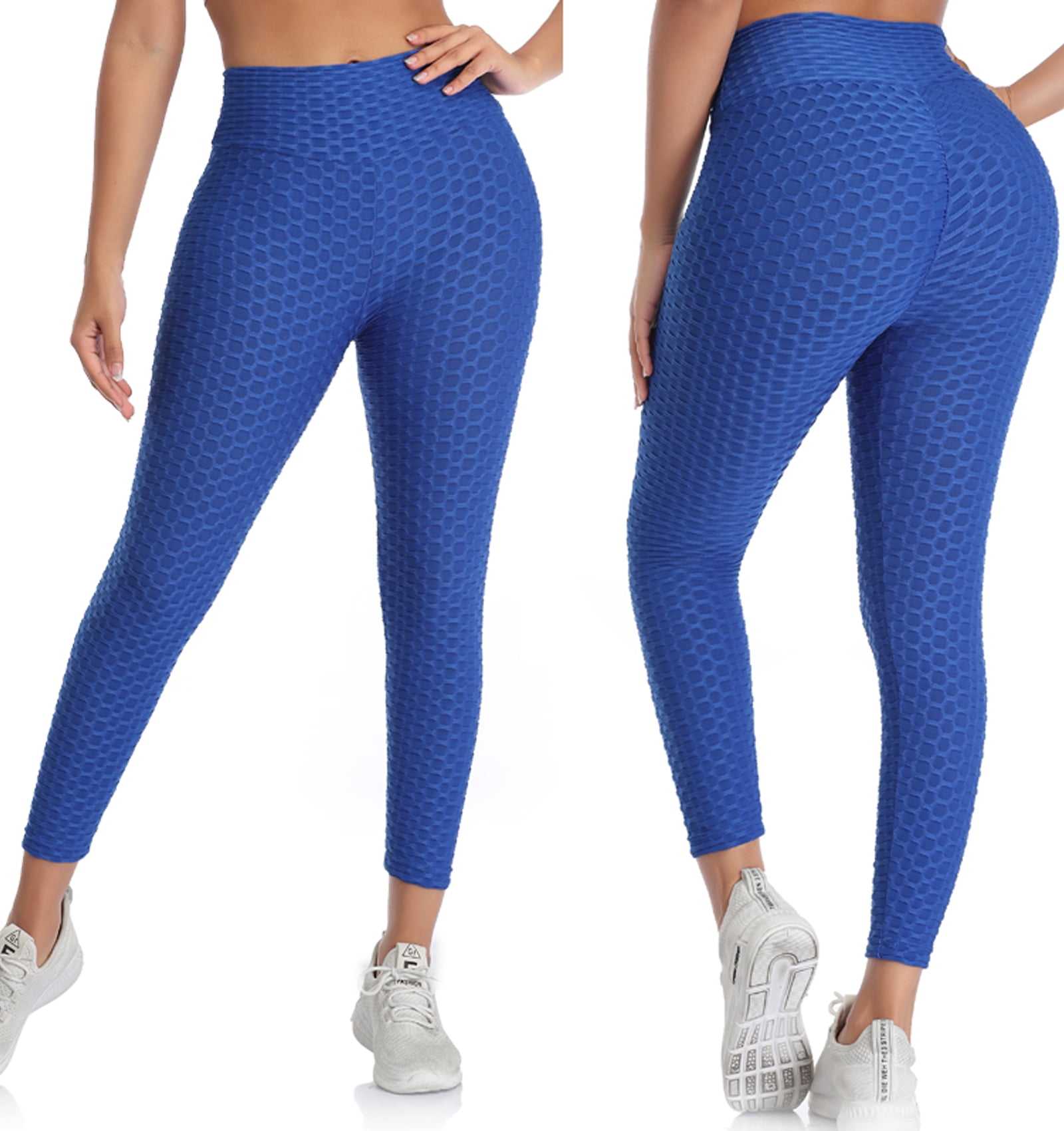 Shaperin Womens High Waist Textured Yoga Pants Tummy Control Ruched