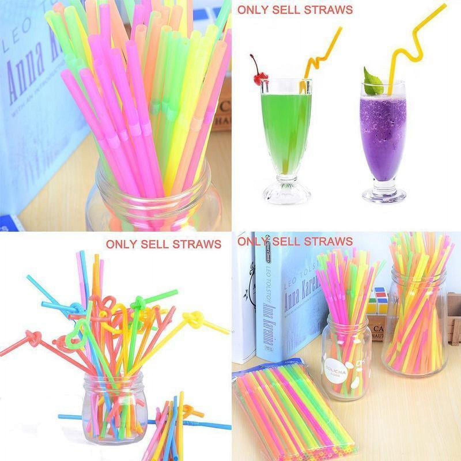 SHAPERME 100 x Straws Flexible Bendy Plastic Birthday Party Neon Drink ...