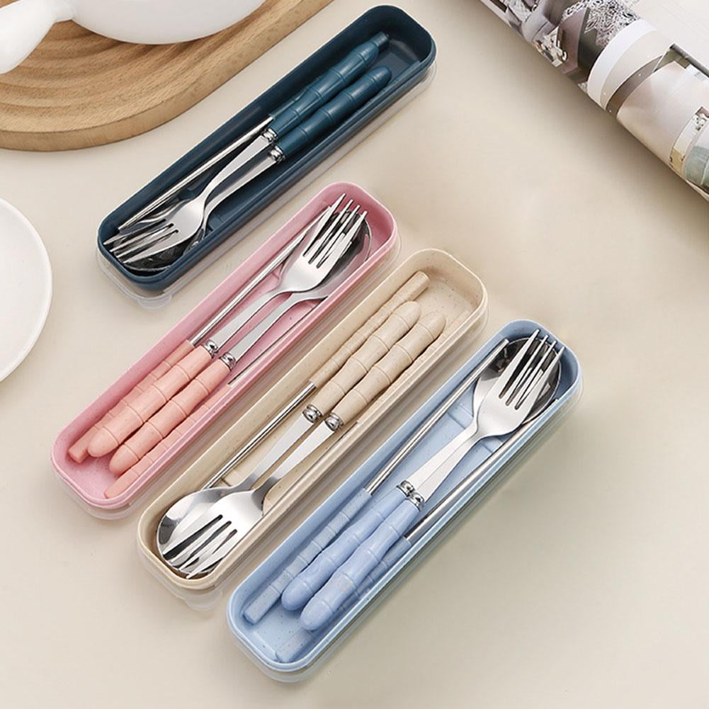 SHAPERME 3 Piece Set of Stainless Steel Tableware Portable Cutlery Set ...