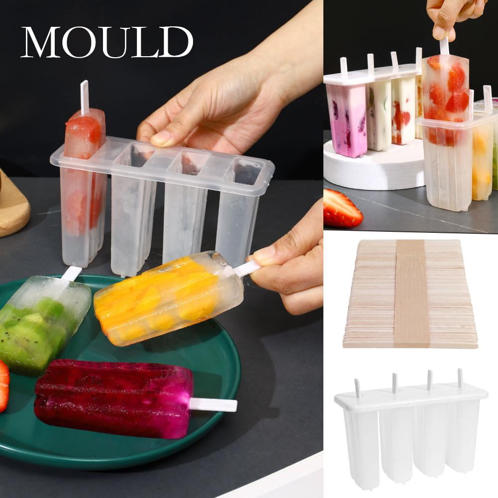 SHAPERME 4-cell Ice Lolly Cream Maker Mold Tray DIY Popsicle Icebox ...