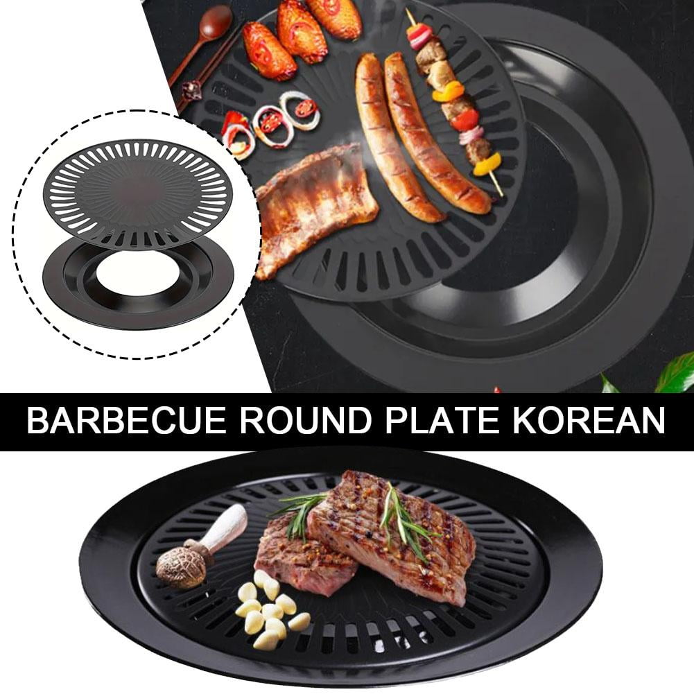 SHAPERME Barbecue Round Plate BBQ Grill No-Burnt Fat Outdoor Smokeless Pans Picnics E1 - Walmart.com