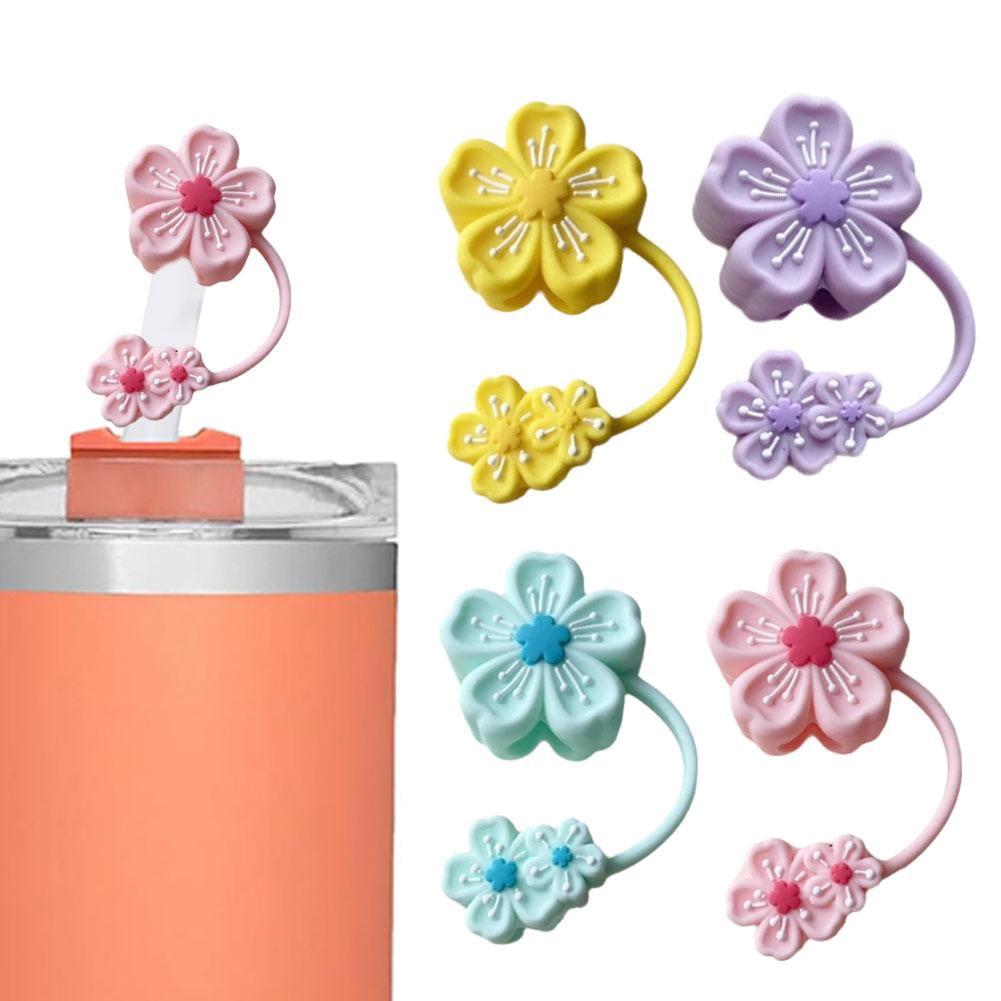 SHAPERME Flower Straw Cap Silicone Straw Topper for 10mm Caliber Straws ...