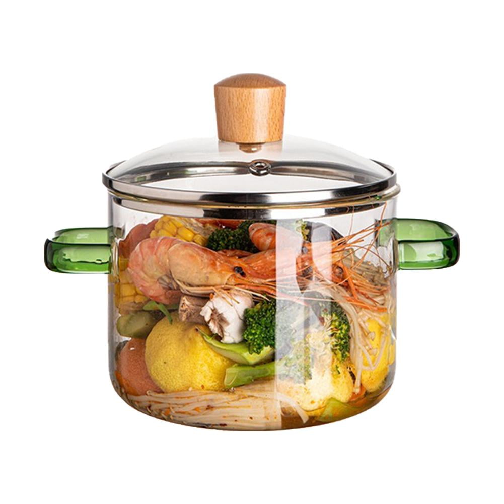 SHAPERME Glass Cooking PotGlass Cooking Pot with Lid 16L Clear Glass ...