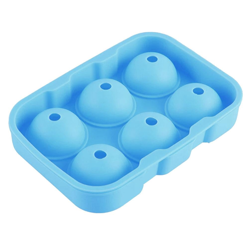 SHAPERME Light Blue 6-Grid Food Grade Silicone Ice Tray Whiskey Round 6 ...