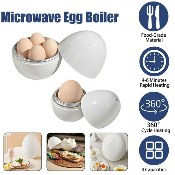 SHAPERME Microwave Egg Boiler Cooker 1/4Eggs Pod Detaches Shell Steamer ...