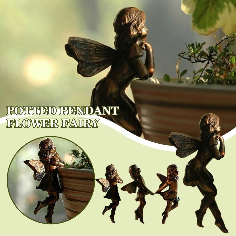 SHAPERME Miniature Hanging Fairy Figurines,Flower Fairy Potted Pendant ...