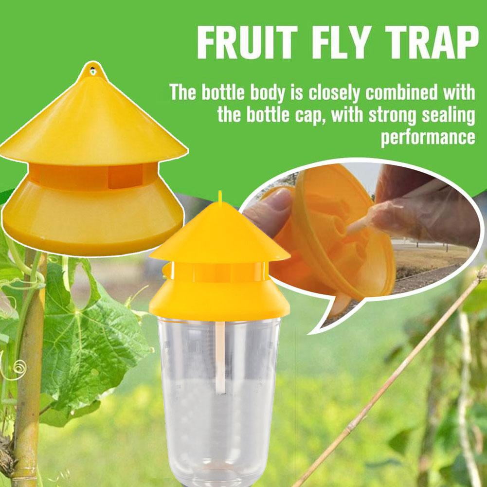 SHAPERME Reusable Fruit Fly Trap Killer Yellow Cage DrosophilaTrap ...