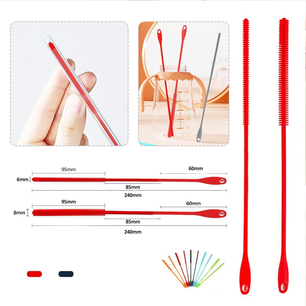 SHAPERME Reusable Silicone Straw Brushes, Extra Long Straw Cleaning ...