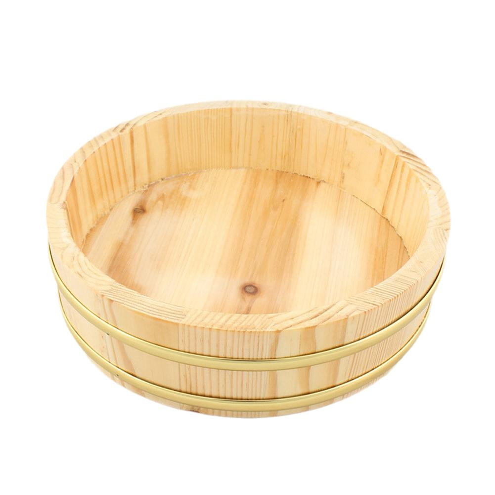 SHAPERME Rice Sushi Bowl Wooden Tub Mixing Buet Wood Oke Hangiri Barrel ...
