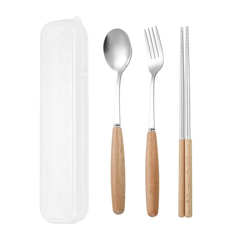 SHAPERME Stainless Steel Handle Cutlery Wooden Handle Cutlery Set With ...