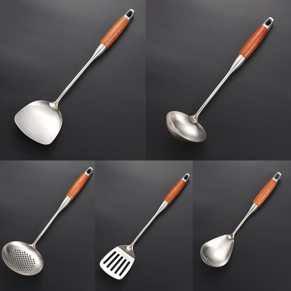 SHAPERME Stainless Steel Wok Spatula Ladle Set Long Handle Wok ...