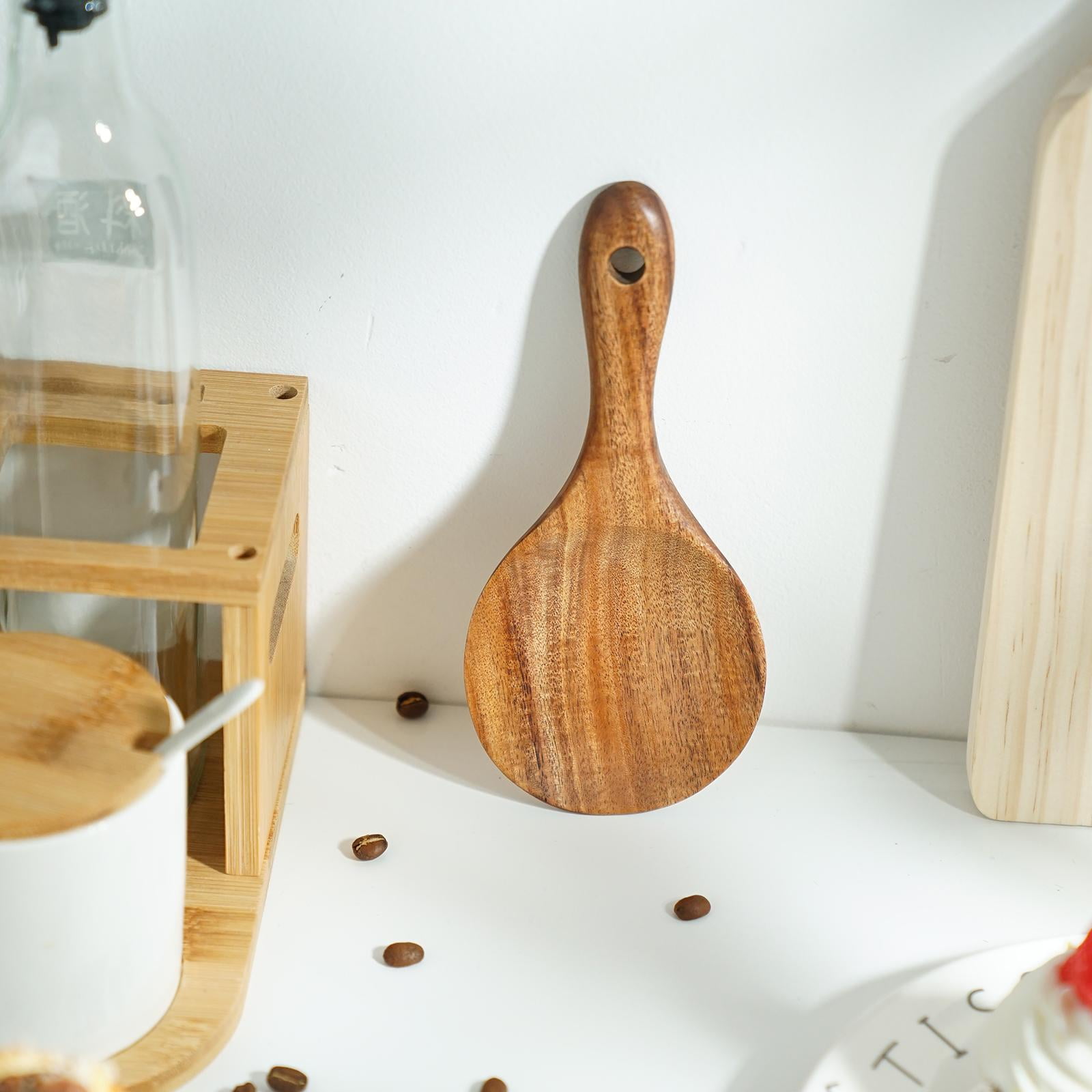 SHAPERME Teak Wood Rice Spoon Rice Paddle Scoop Wooden Wooden Big Spoon ...