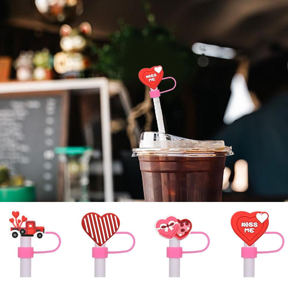 SHAPERME Valentine's Day Straw Cover Cap Silicone Drinking Crest Top ...