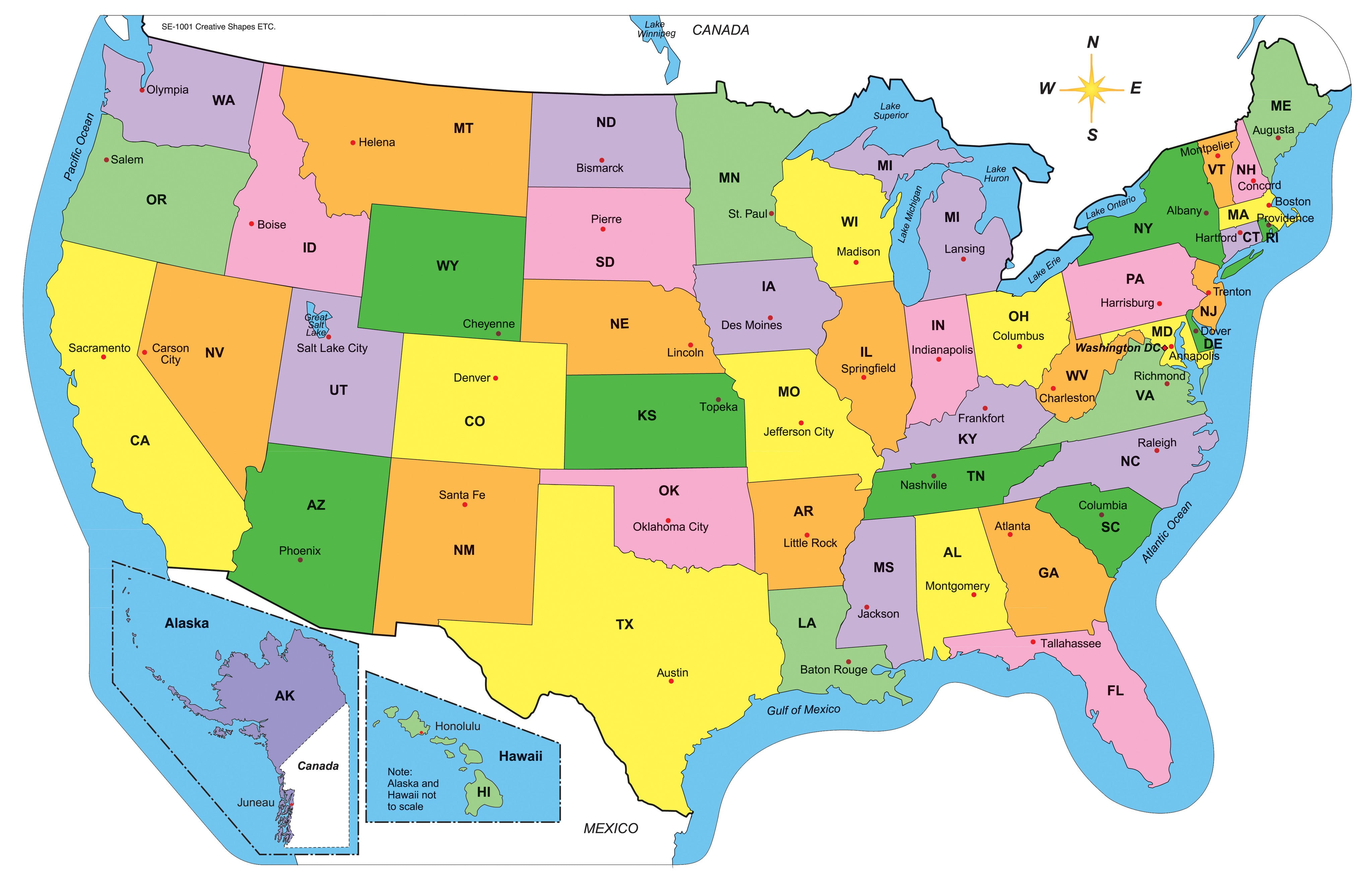 SHAPES ETC. Labeled U.S. -Practice Maps - Walmart.com