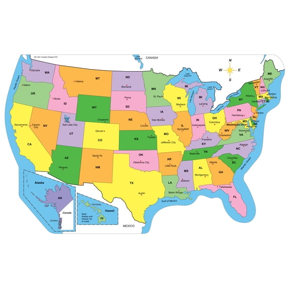 SHAPES ETC. Labeled U.S. -Practice Maps - Walmart.com