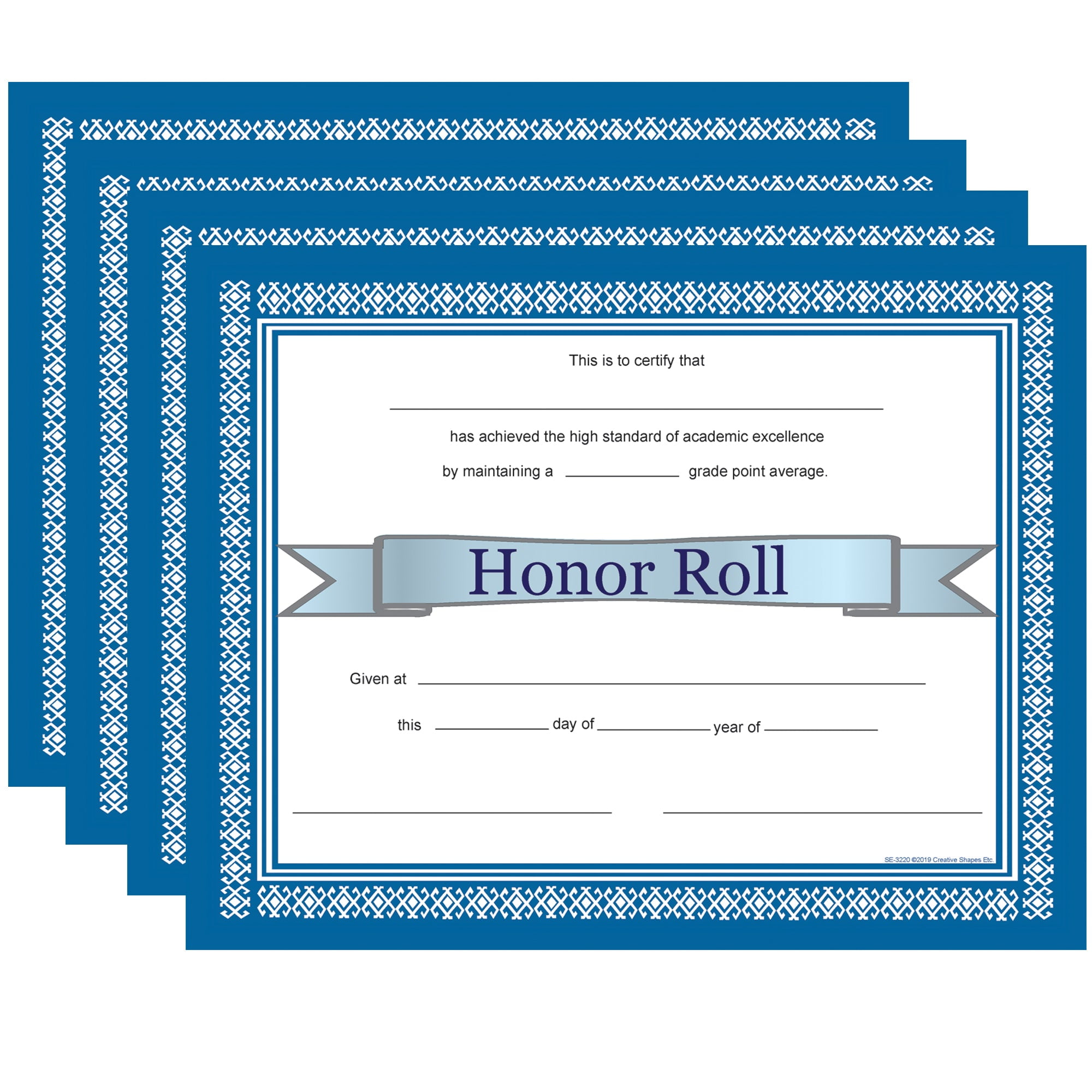 SHAPES ETC. Recognition Certificate - Honor Roll Certificate - Walmart.com